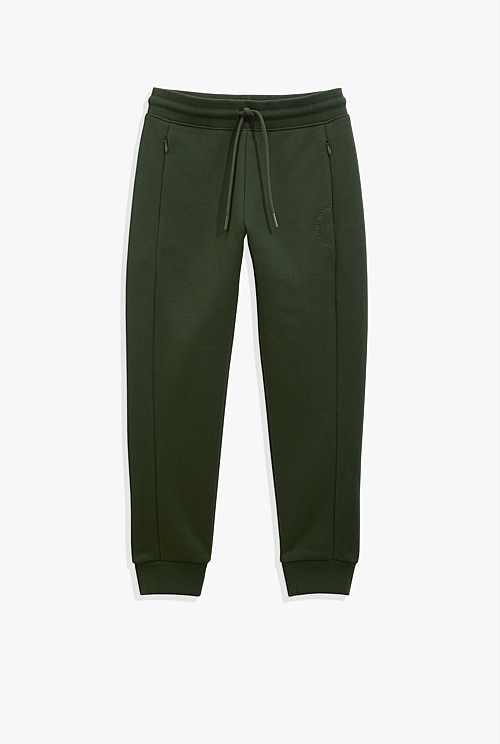 Khaki Green Australian Cotton Logo Zip Sweat Pant - Sweats Khaki Green Australian Cotton Logo Zip Sweat Pant - Sweats